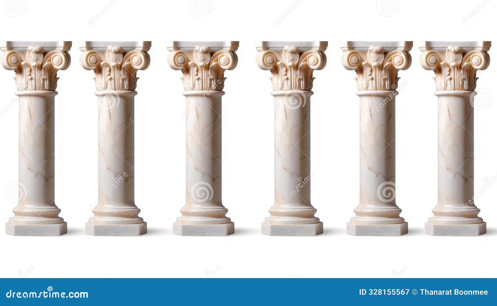 Collection of Ancient Marble Columns Isolated on White Background for ...