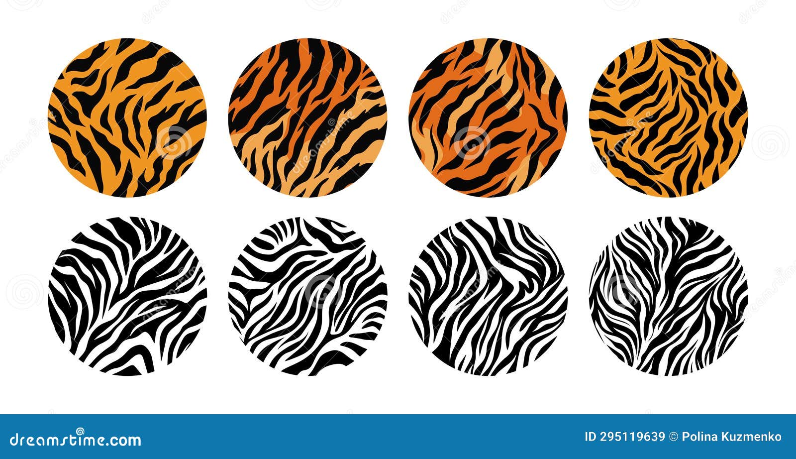 Collection of Animal Fur Pattern Circular Illustration. Vector ...
