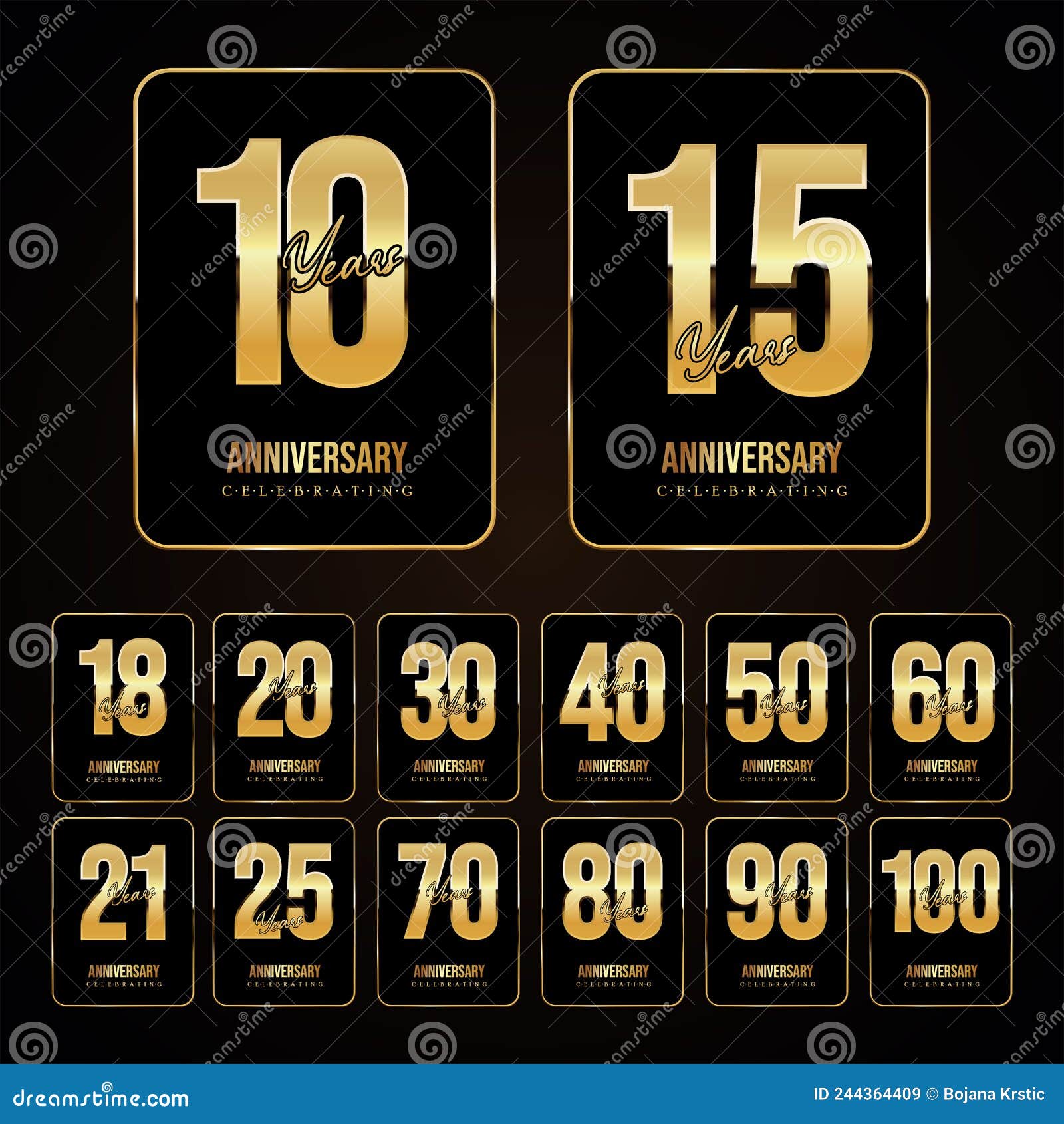 Collection of Anniversary Logotype Celebration Emblem Stock Vector ...
