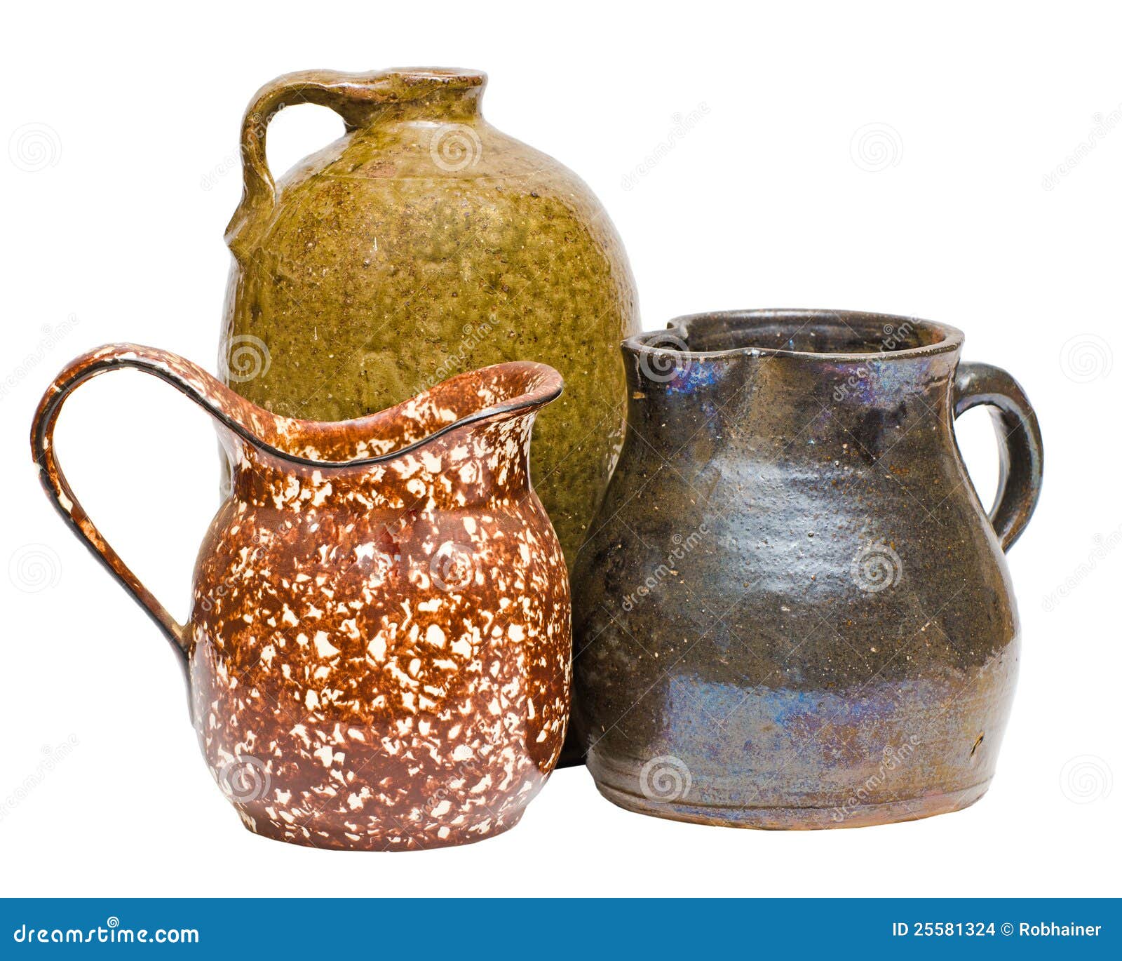 Collection of Antique Clay Containers Stock Photo - Image of front ...