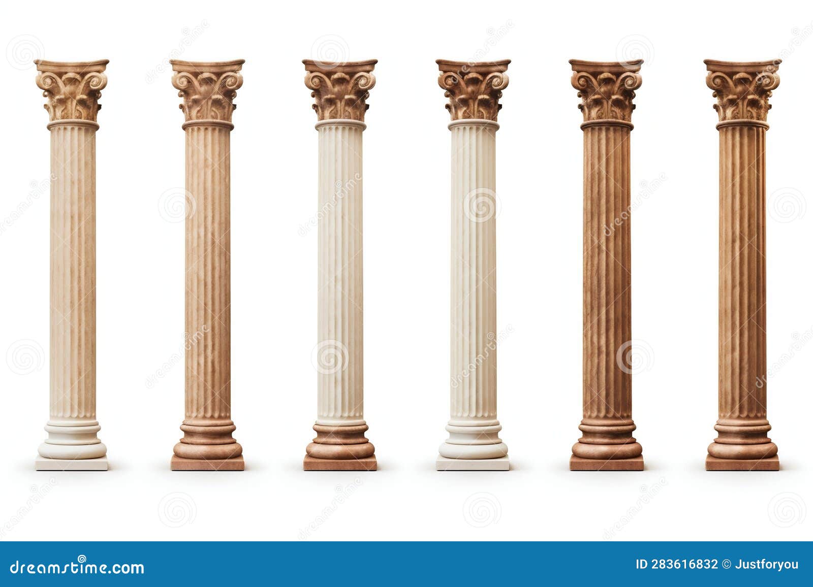 Collection of Antique Columns Isolated on White Background. Generative ...