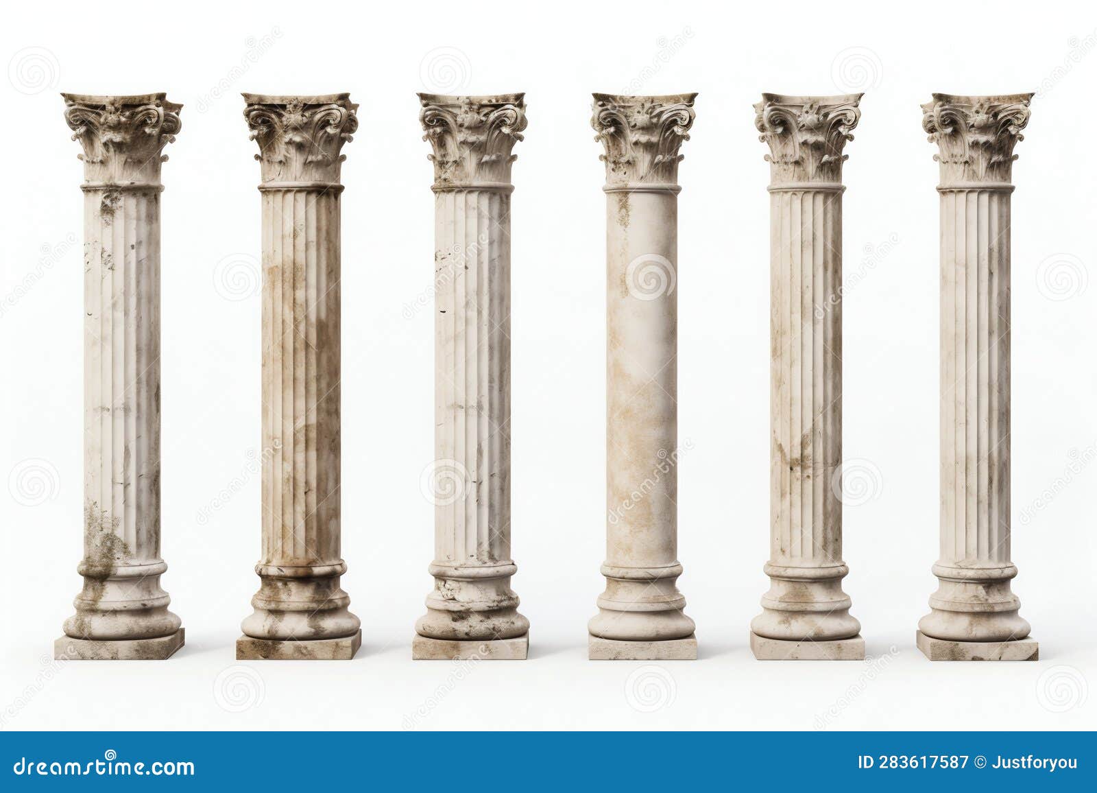 Collection of Antique Columns Isolated on White Background. Generative ...