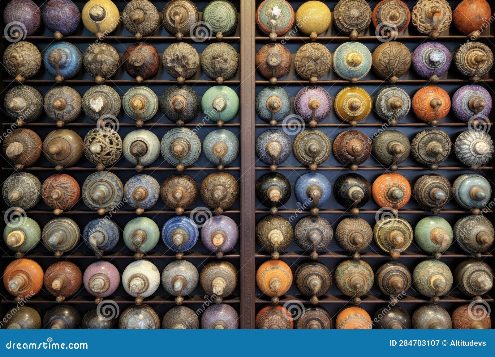 Collection of Antique Door Knobs on Display Stock Image - Image of ...