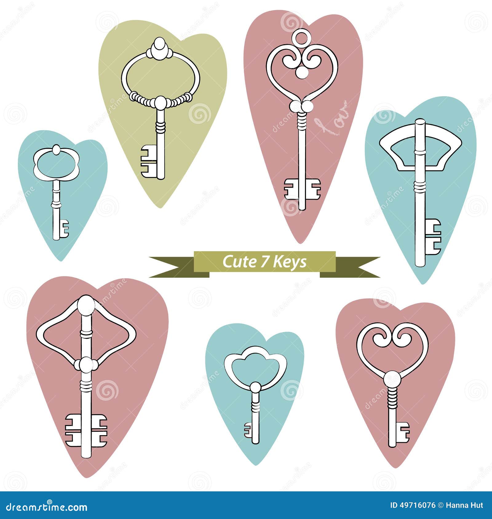 Antique Keys On White Background With Dials Vector Illustration ...