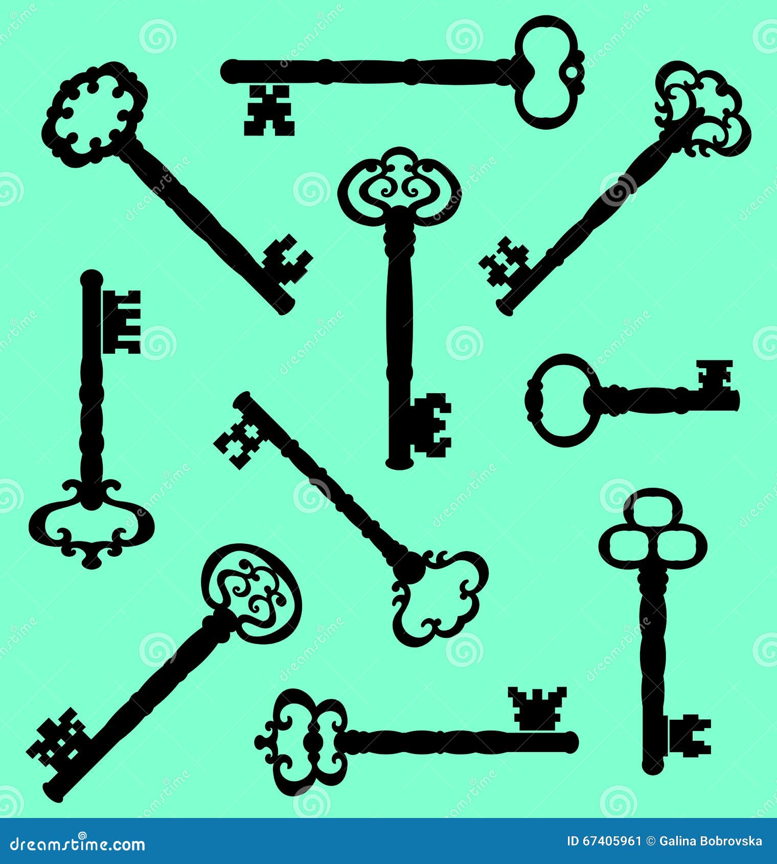 Collection of Antique Vintage Keys Stock Vector - Illustration of ...