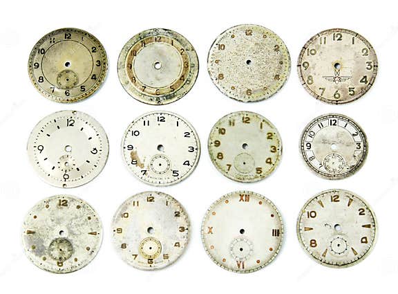 Collection of Antique Watch Faces Stock Image - Image of aging, font ...