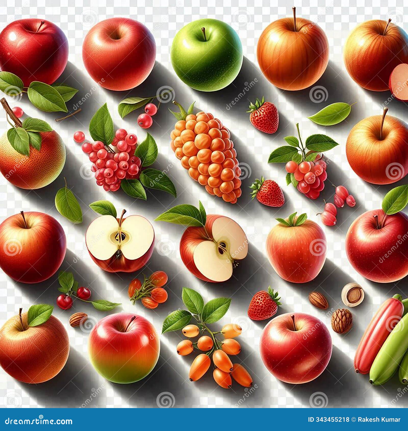 Collection of Apple with Shadow, on Transparency Background Stock ...