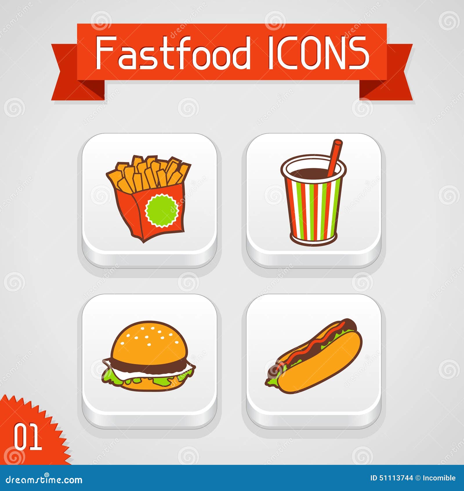 Collection of Apps Icons with Fast Food Stock Vector - Illustration of ...