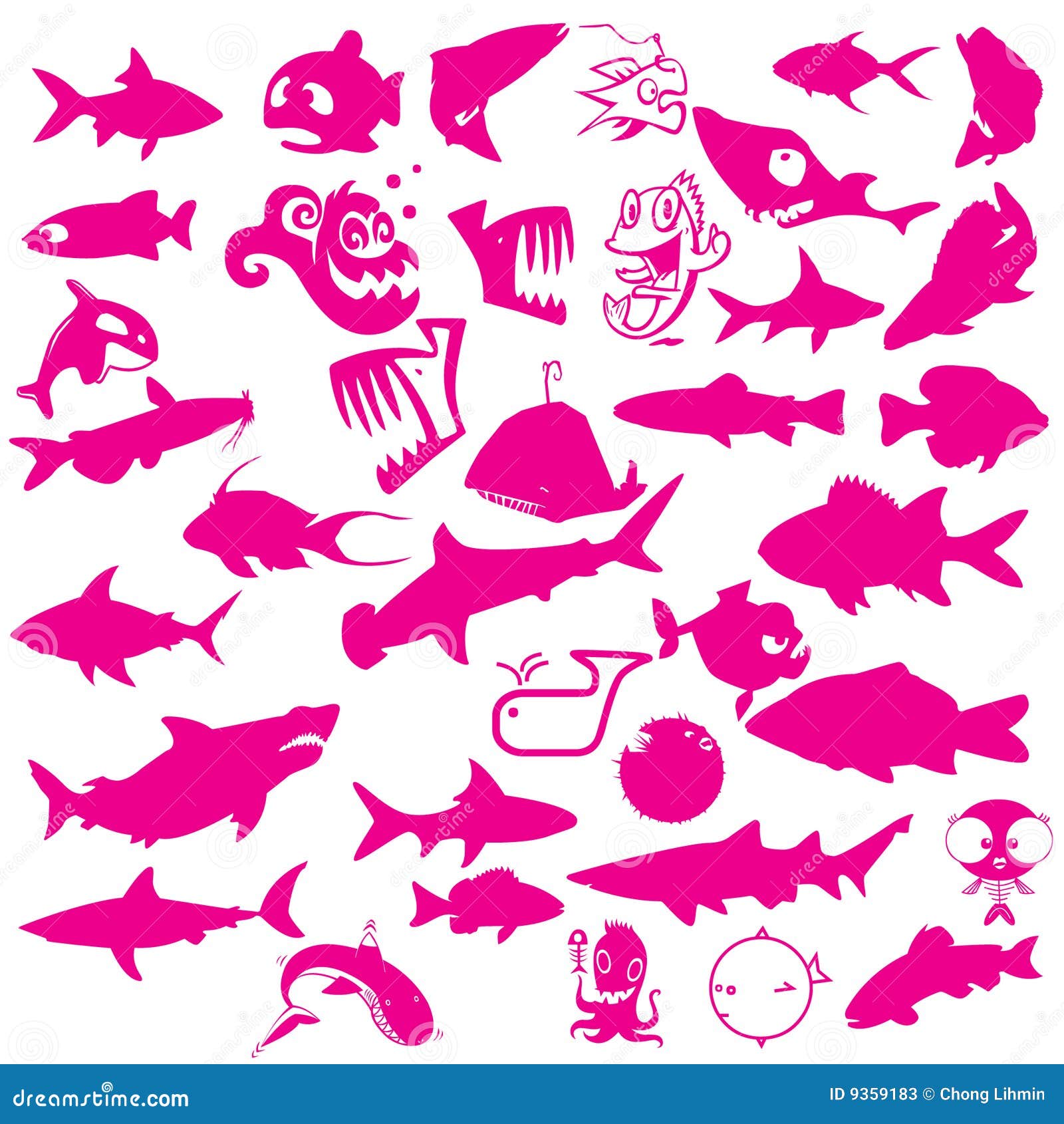 Collection of Aquatic Vector Stock Vector - Illustration of icon, shark ...