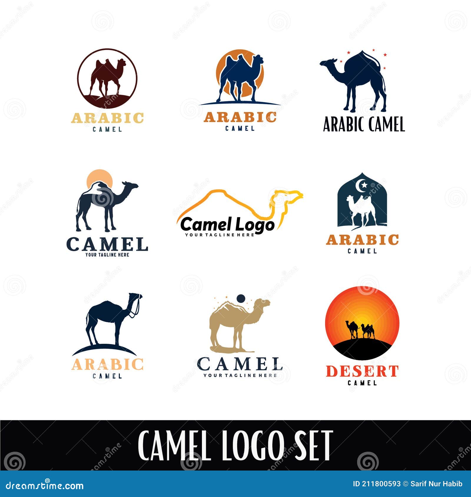 Collection of Arabic Camel Logo Design Template Stock Vector ...