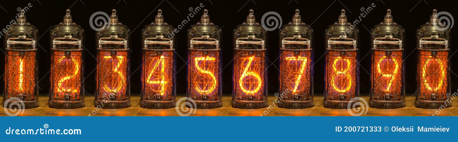 Nixie Tube Decimal Digits. Set Of Real Photos Of Very Old, Vintage ...