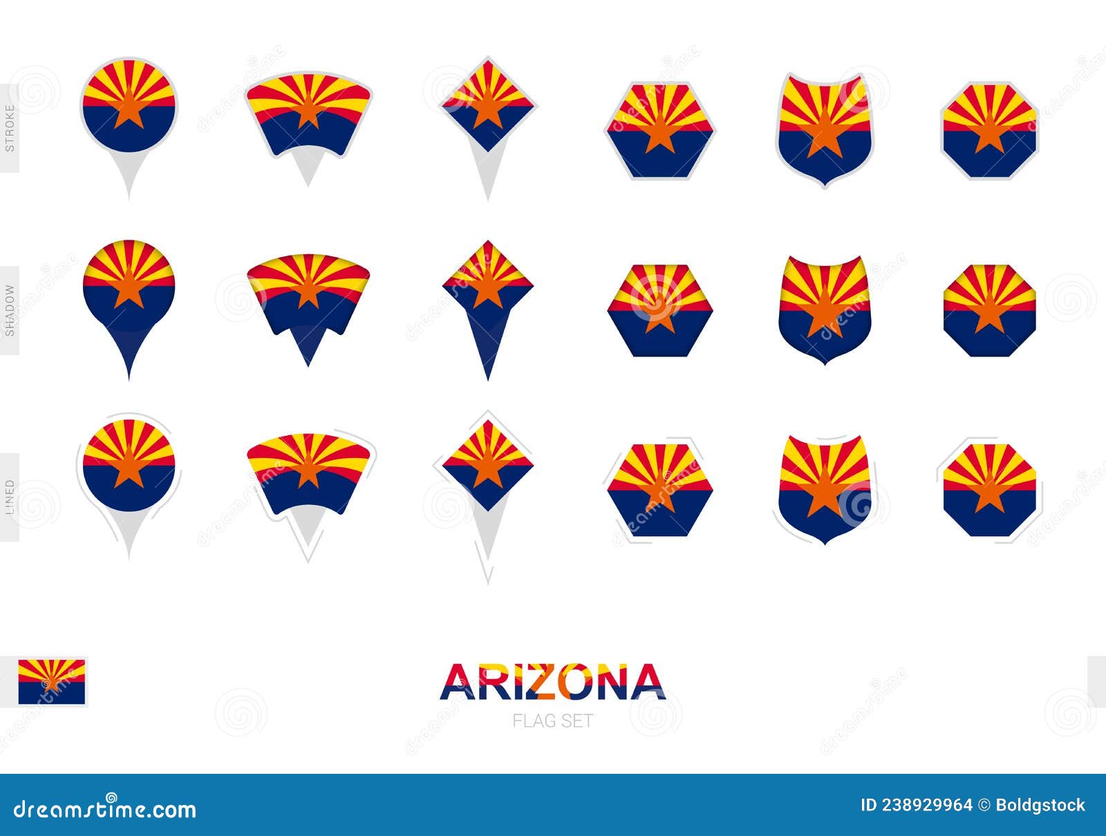 Collection of the Arizona Flag in Different Shapes and with Three ...