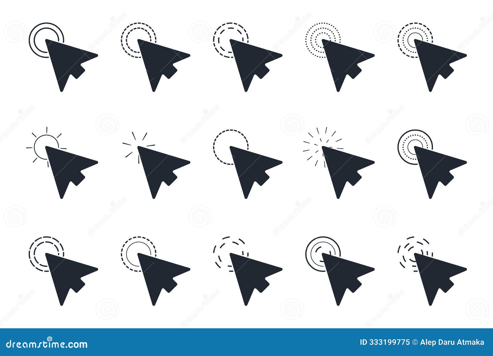 Collection of Arrow Pointer, Cursor Icon, Click or Press Cursor in Flat Design Stock ...