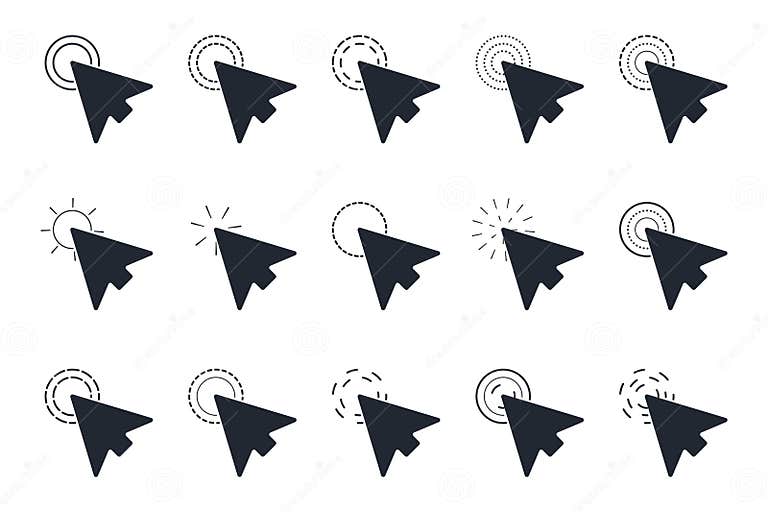 Collection of Arrow Pointer, Cursor Icon, Click or Press Cursor in Flat ...