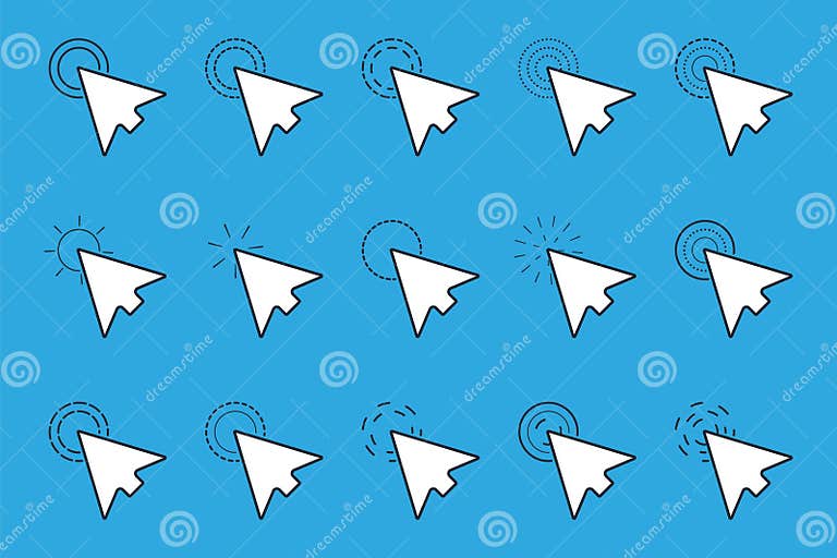 Collection of Arrow Pointer, Cursor Icon, Click or Press Cursor in Flat Design Stock ...