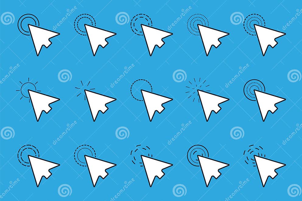 Collection of Arrow Pointer, Cursor Icon, Click or Press Cursor in Flat Design Stock ...