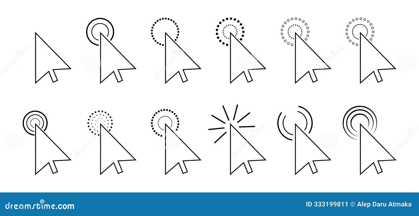 Collection of Arrow Pointer, Cursor Icon, Click or Press Cursor in Flat Design Stock ...