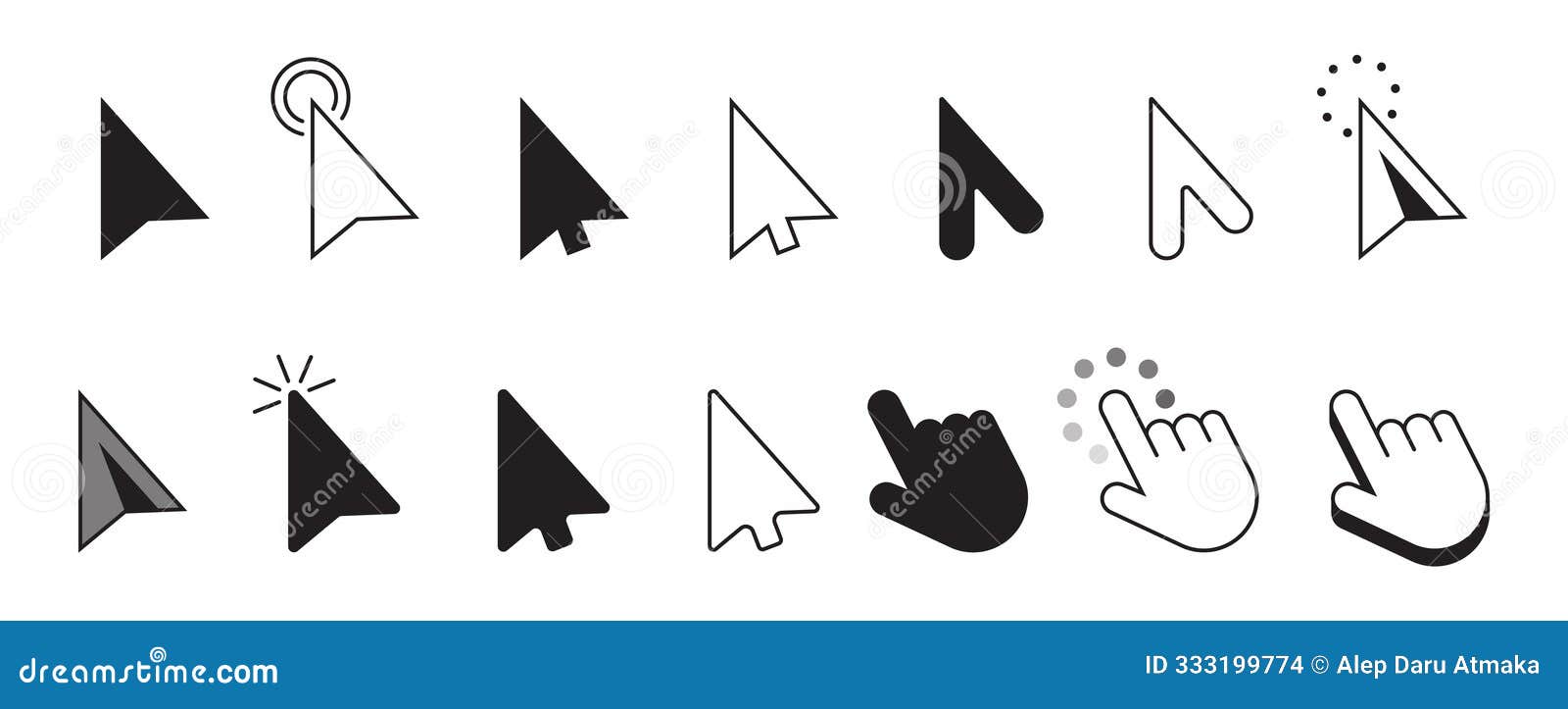 Collection of Arrow Pointer, Cursor Icon, Click or Press Cursor in Flat Design Stock ...