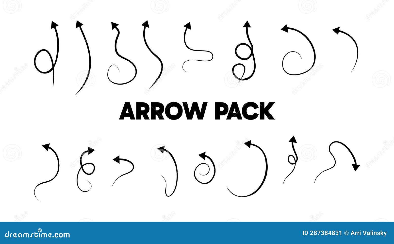 A Collection of Arrow Shapes with Various Styles. Vector Illustration ...