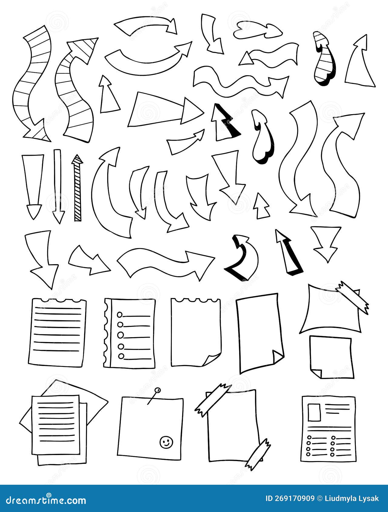 Collection Arrows and Pointers, Sheets Paper, Notebook Page, Sticker ...