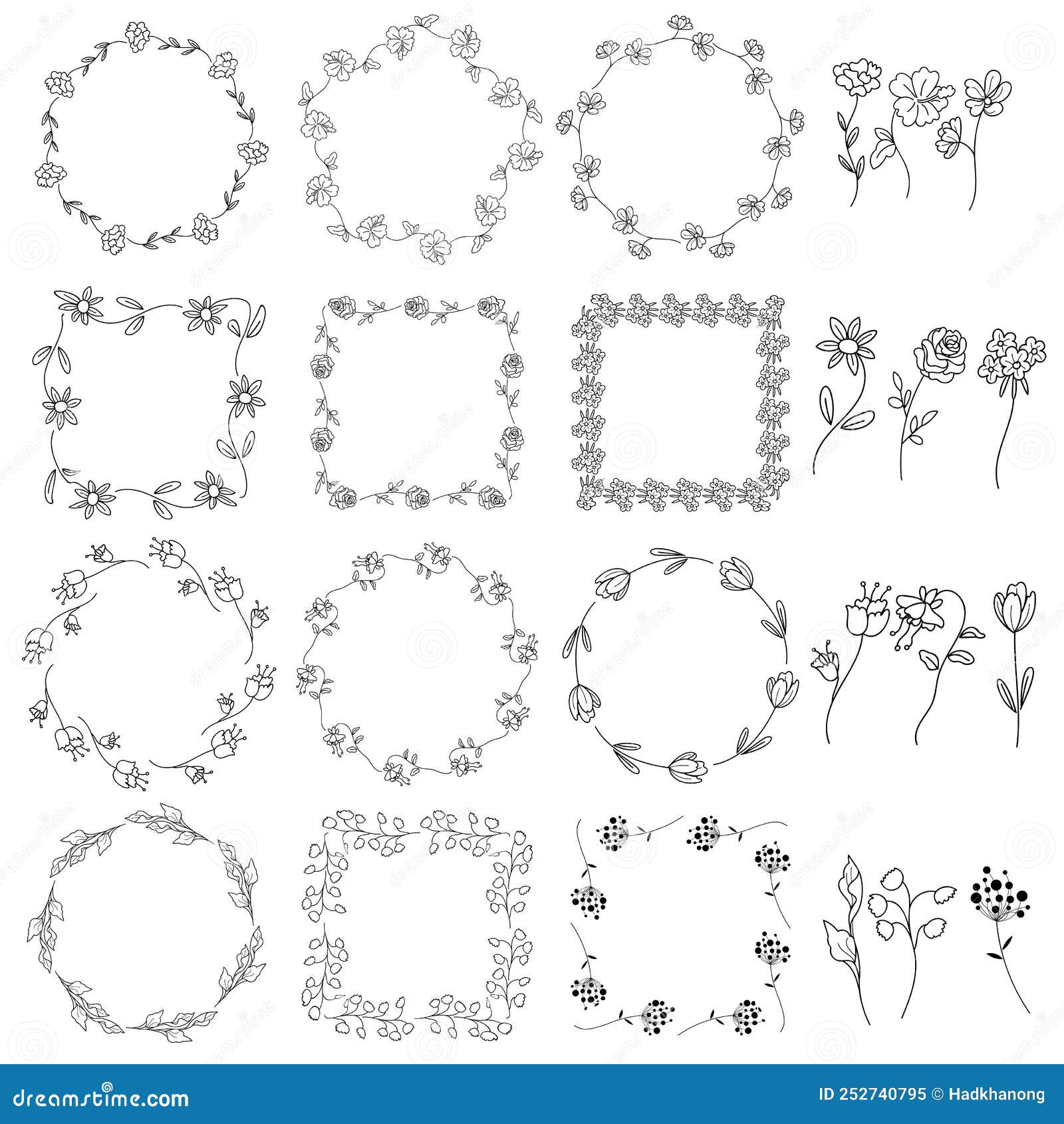 Collection of Artistic Hand Sketched Decorative Doodle Borders and ...