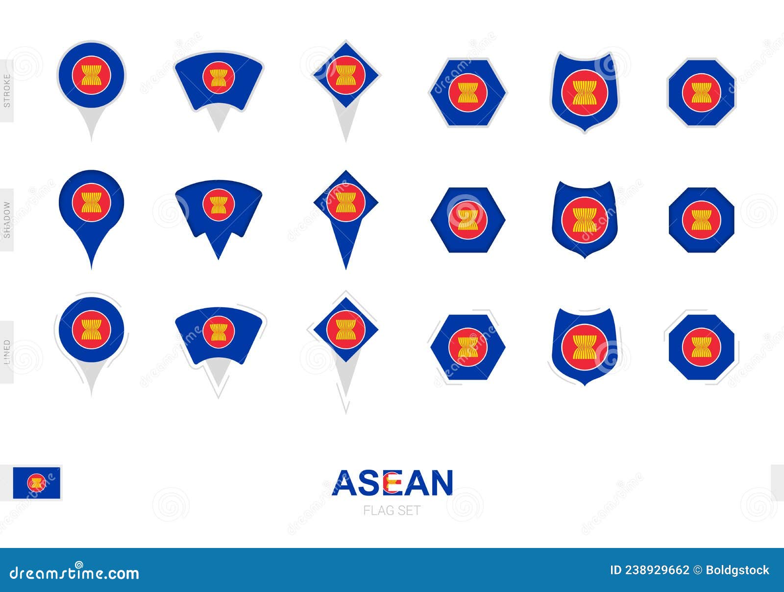 Collection of the ASEAN Flag in Different Shapes and with Three ...