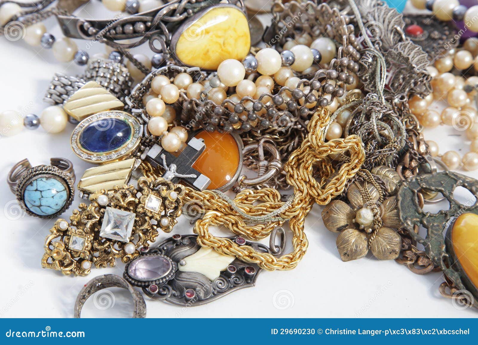 Collection of Assorted Gemstone Jewellery Stock Photo - Image of metal ...