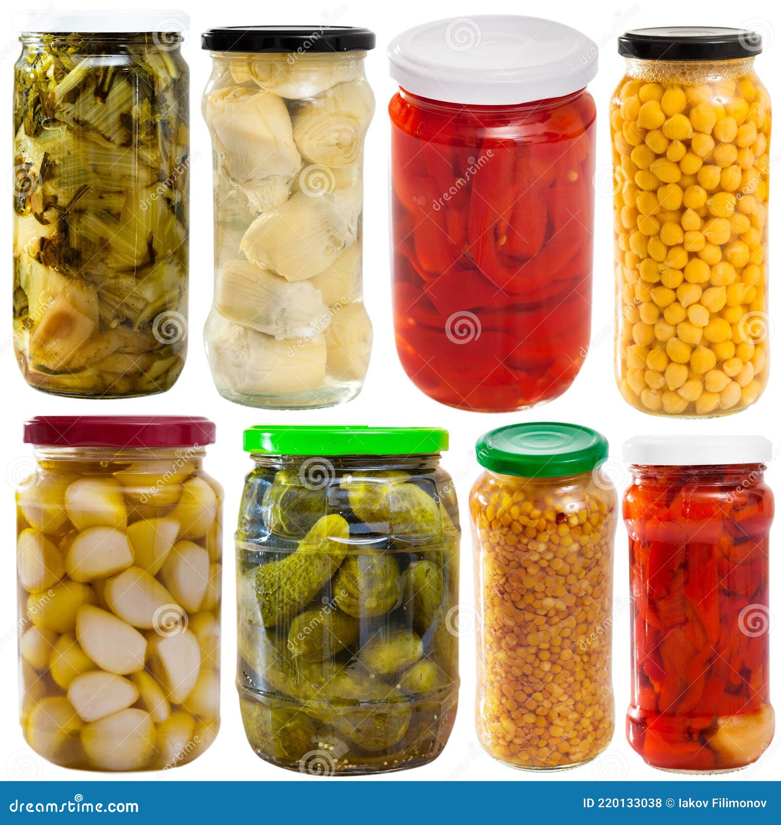 Set of Various Preserves Isolated Stock Photo - Image of isolated ...