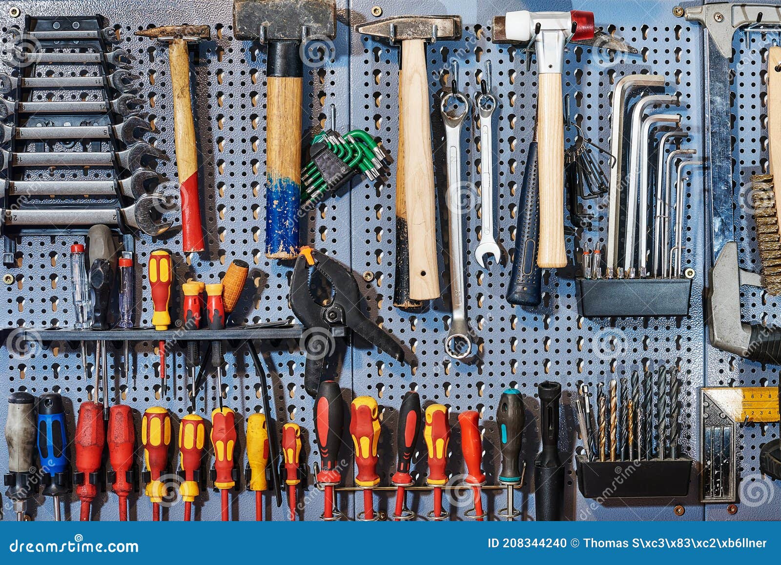 Work Tools Hanging on Wall at Workshop Stock Photo - Image of craft ...
