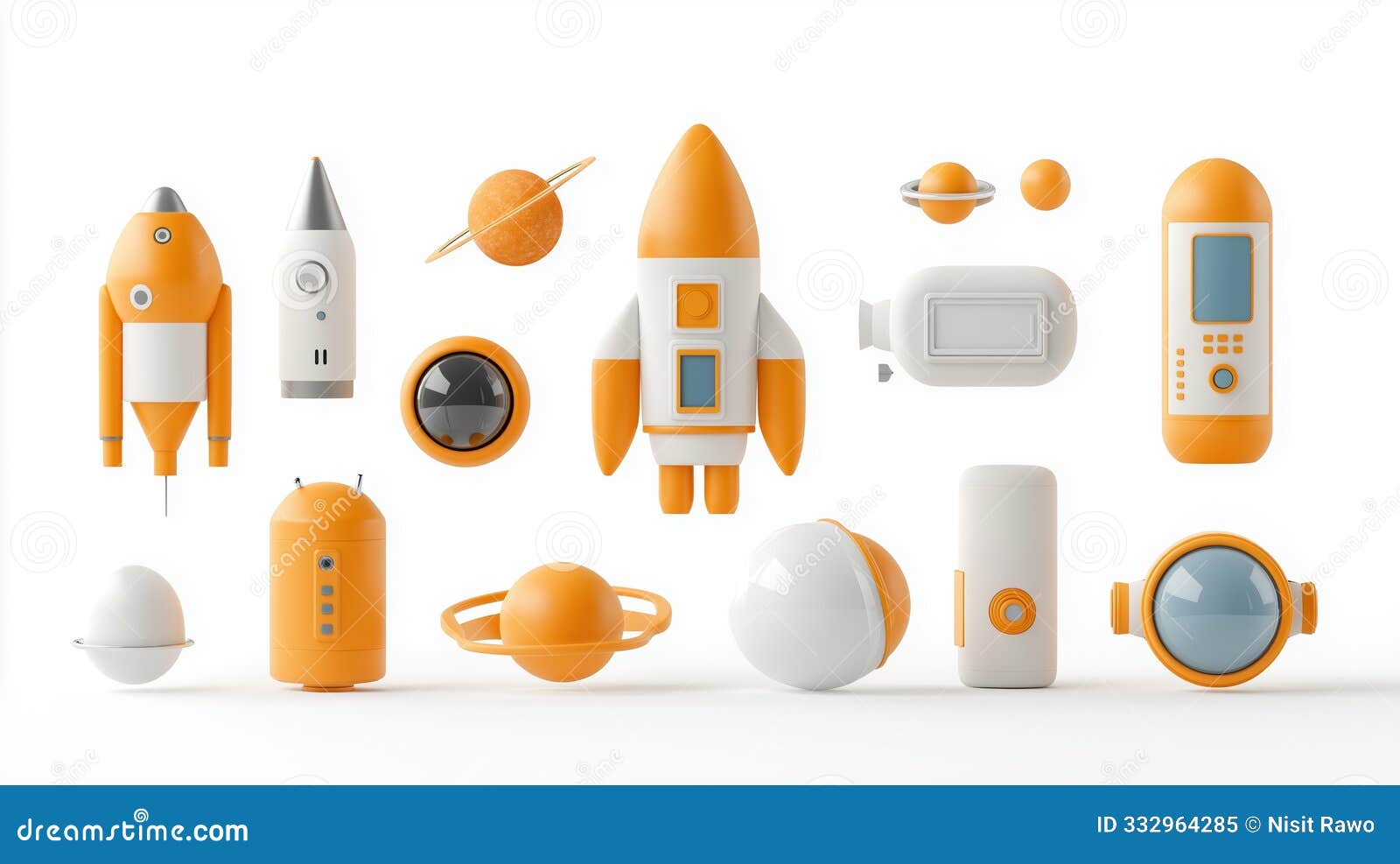 Collection of Astronaut Communication Devices, Isolated on White, 3D ...