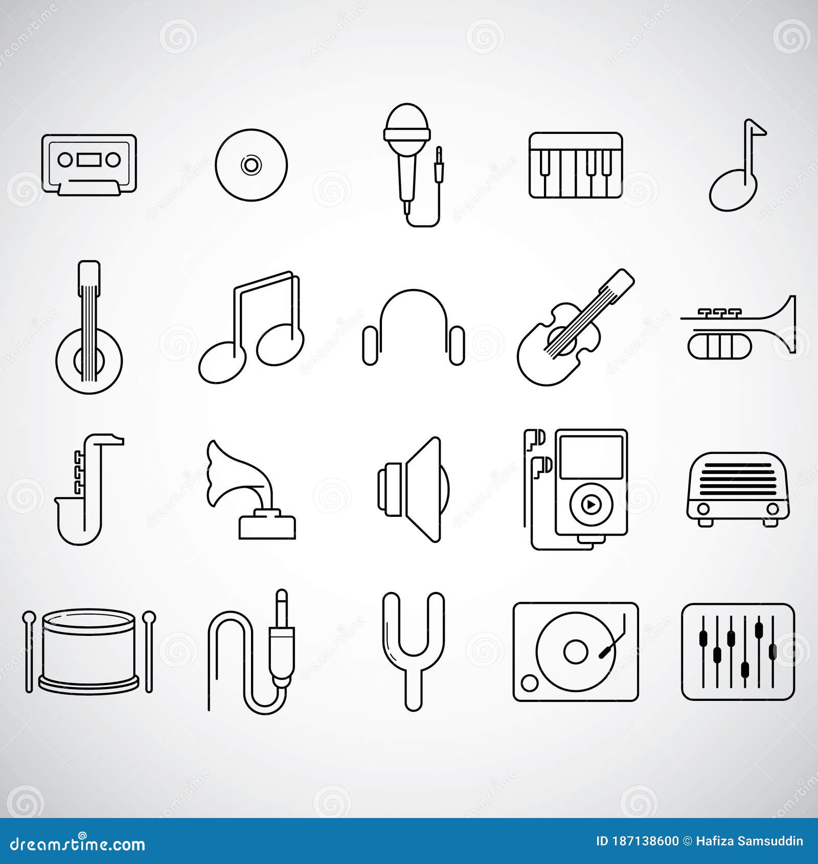 Collection of Audio Equipment. Vector Illustration Decorative Design ...
