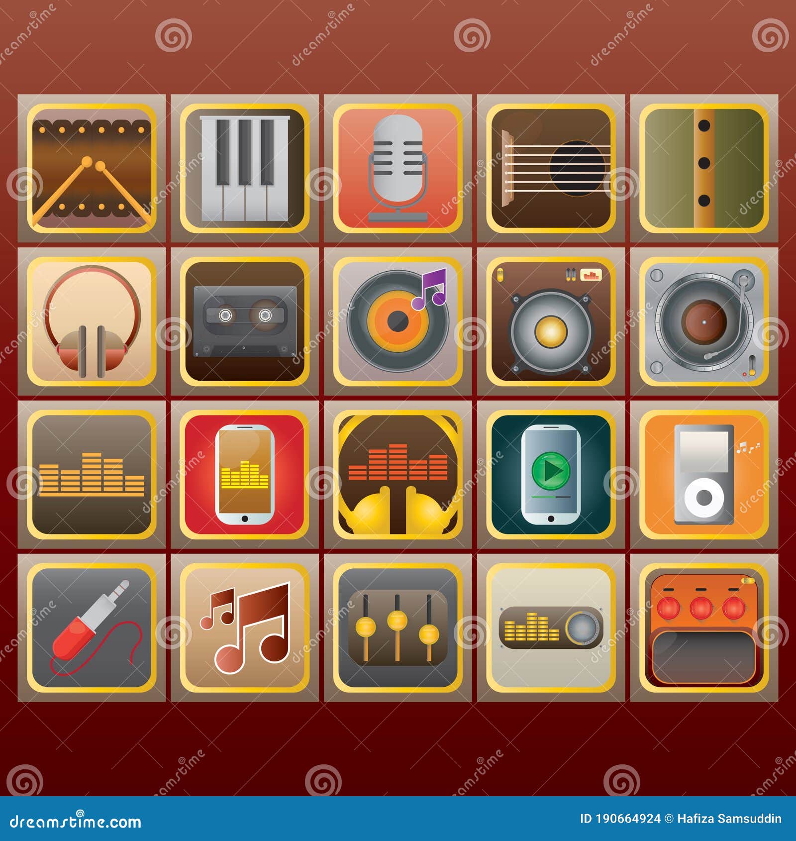 Collection of Audio Equipment. Vector Illustration Decorative Design ...