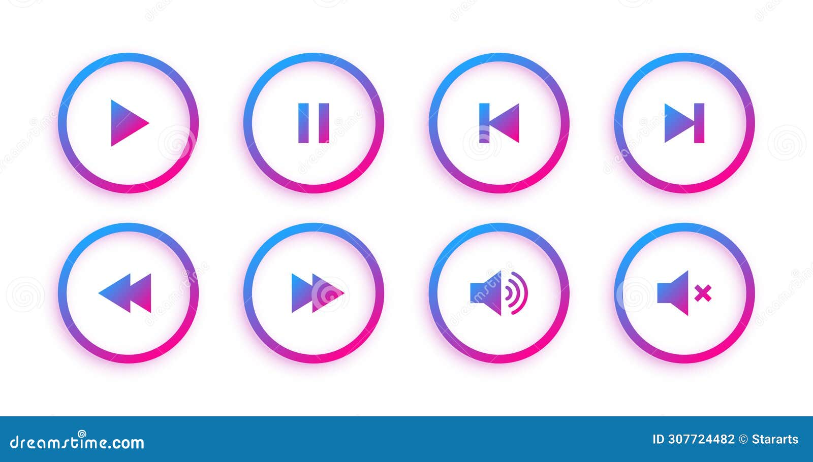 Collection of Audio Player Control Button Sign Design Stock Vector ...