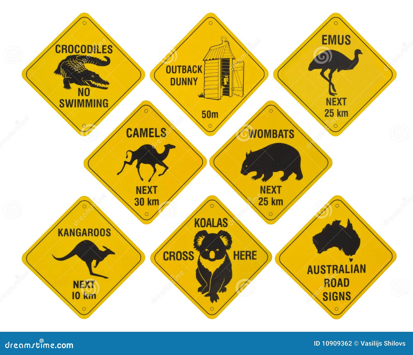 Collection Australienne De Signes De Route Photo stock - Image du ours ...