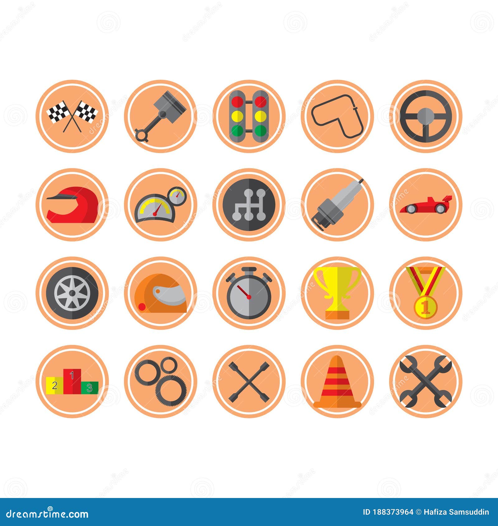 Collection of Auto Racing Items. Vector Illustration Decorative Design ...