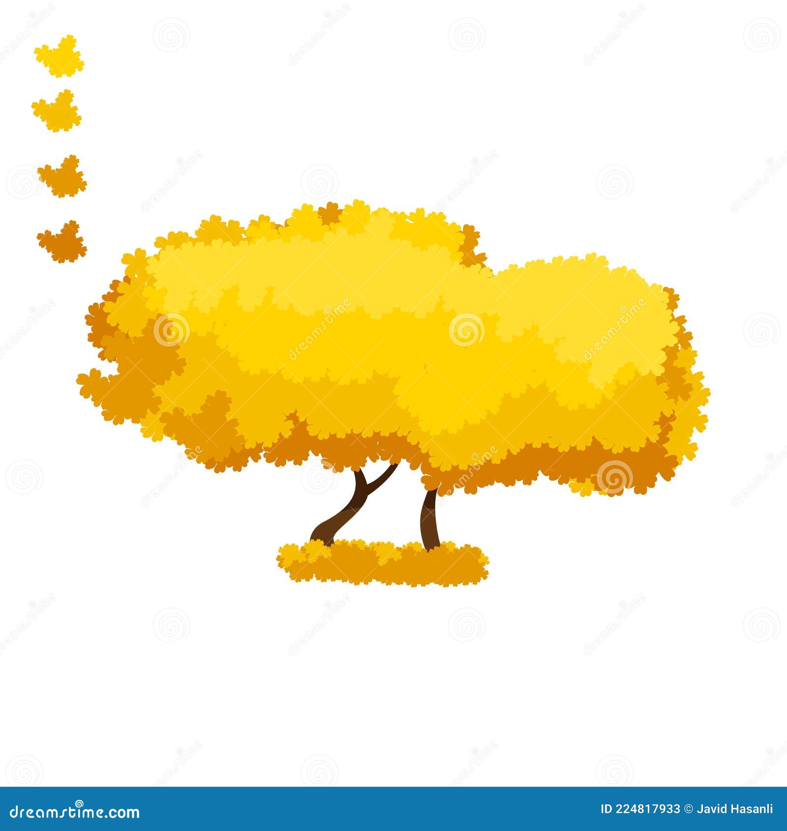 Collection of Autumn Trees, Isolated on White Background. Simple ...