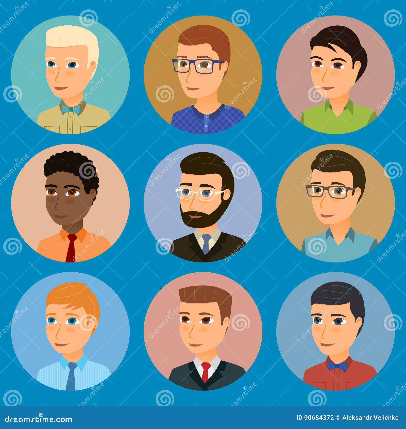 Collection of Avatars of Various Young Men Characters. Stock Vector ...