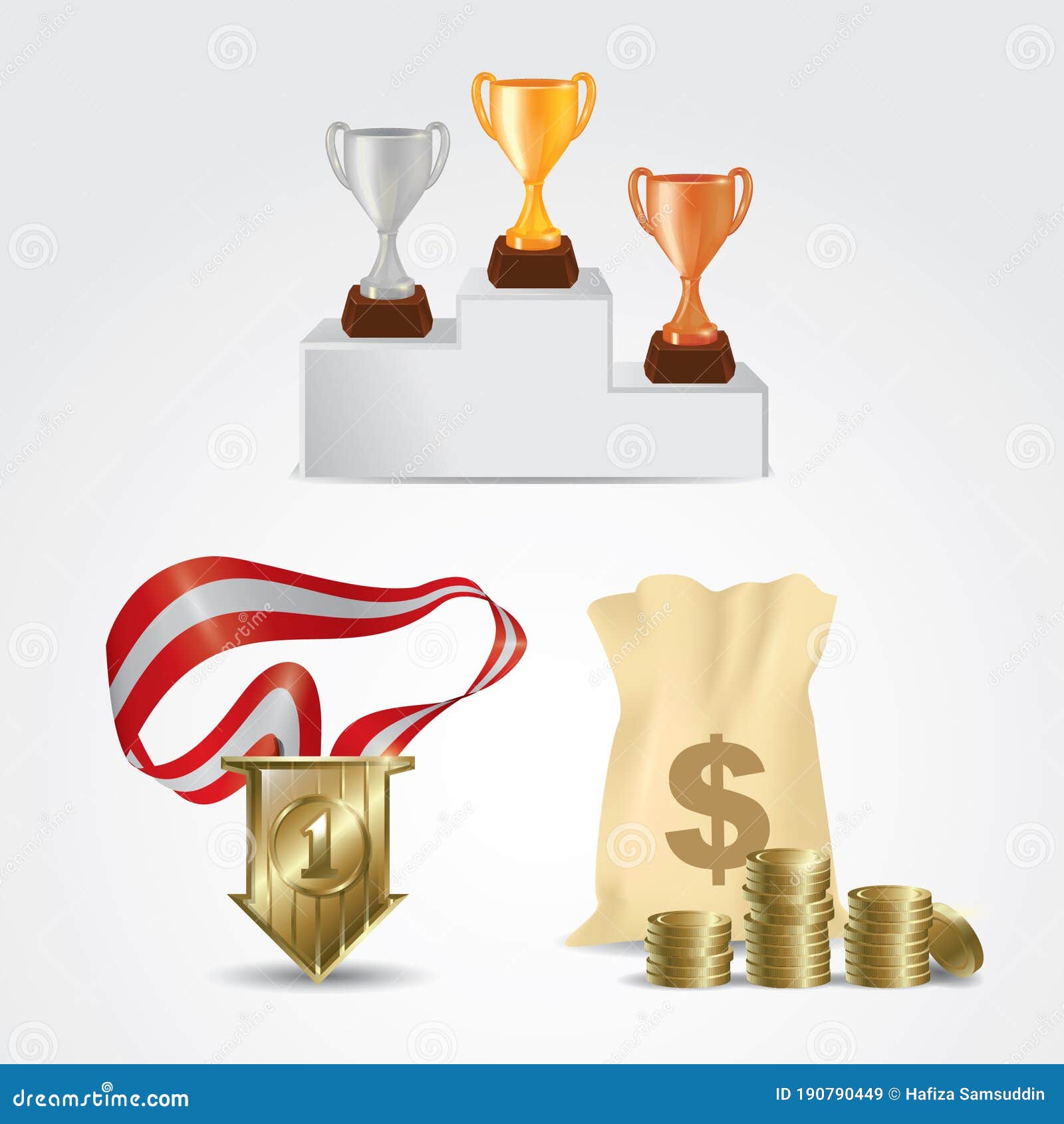 Collection of Award Prizes. Vector Illustration Decorative Design Stock ...
