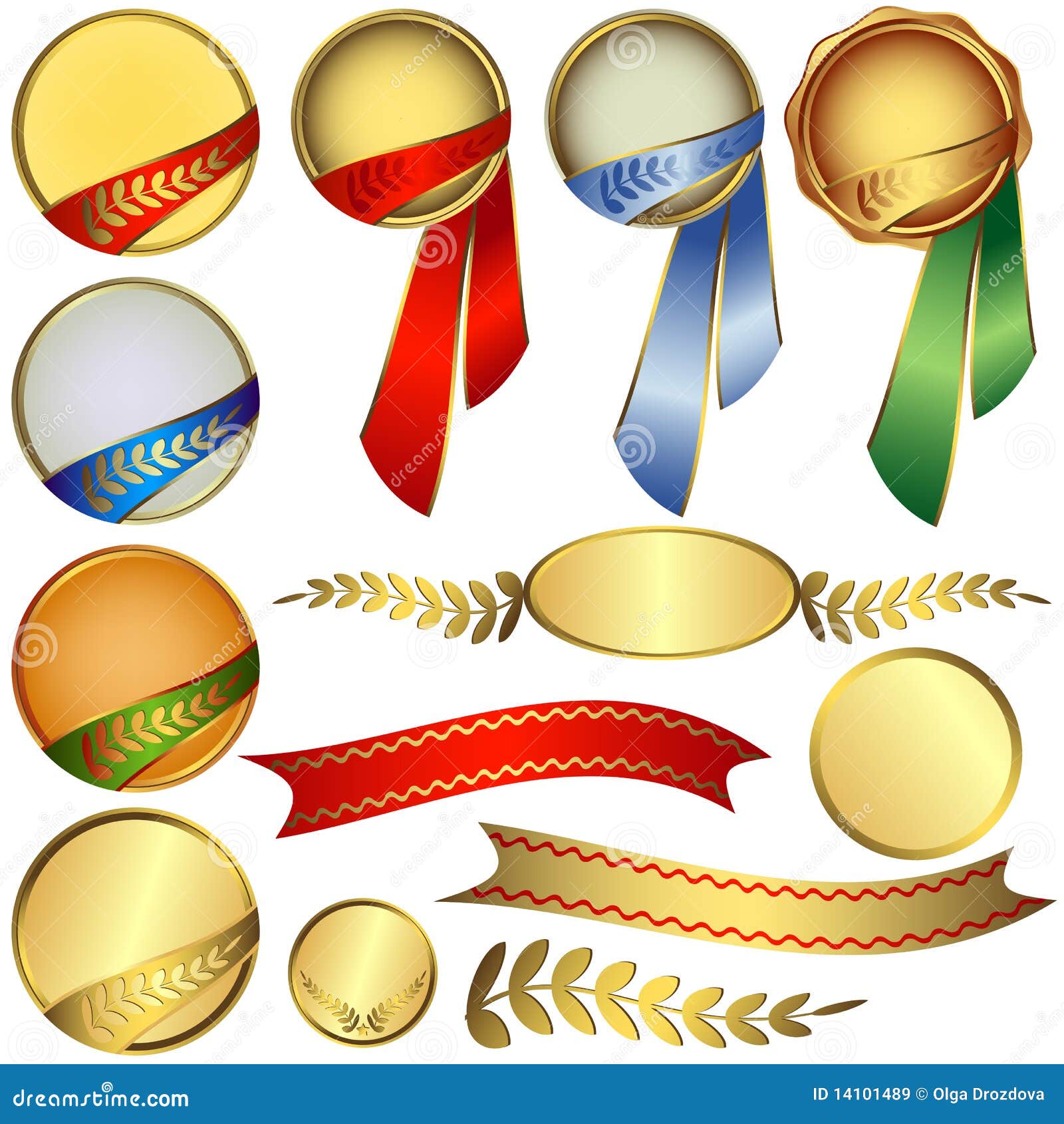 Collection Awards with Ribbons Stock Vector - Illustration of badge ...