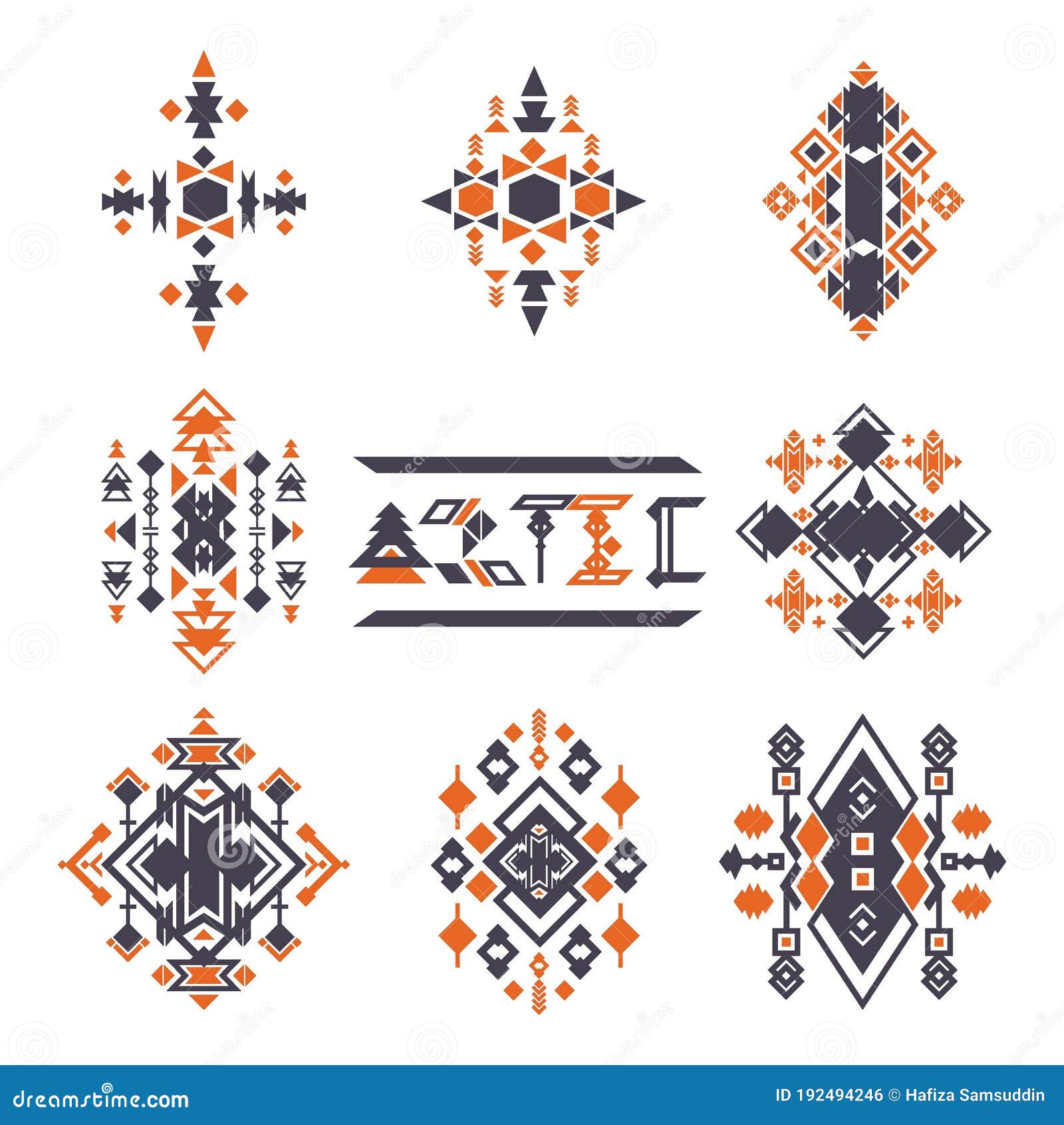 Collection of Aztec Tribal Designs. Vector Illustration Decorative ...