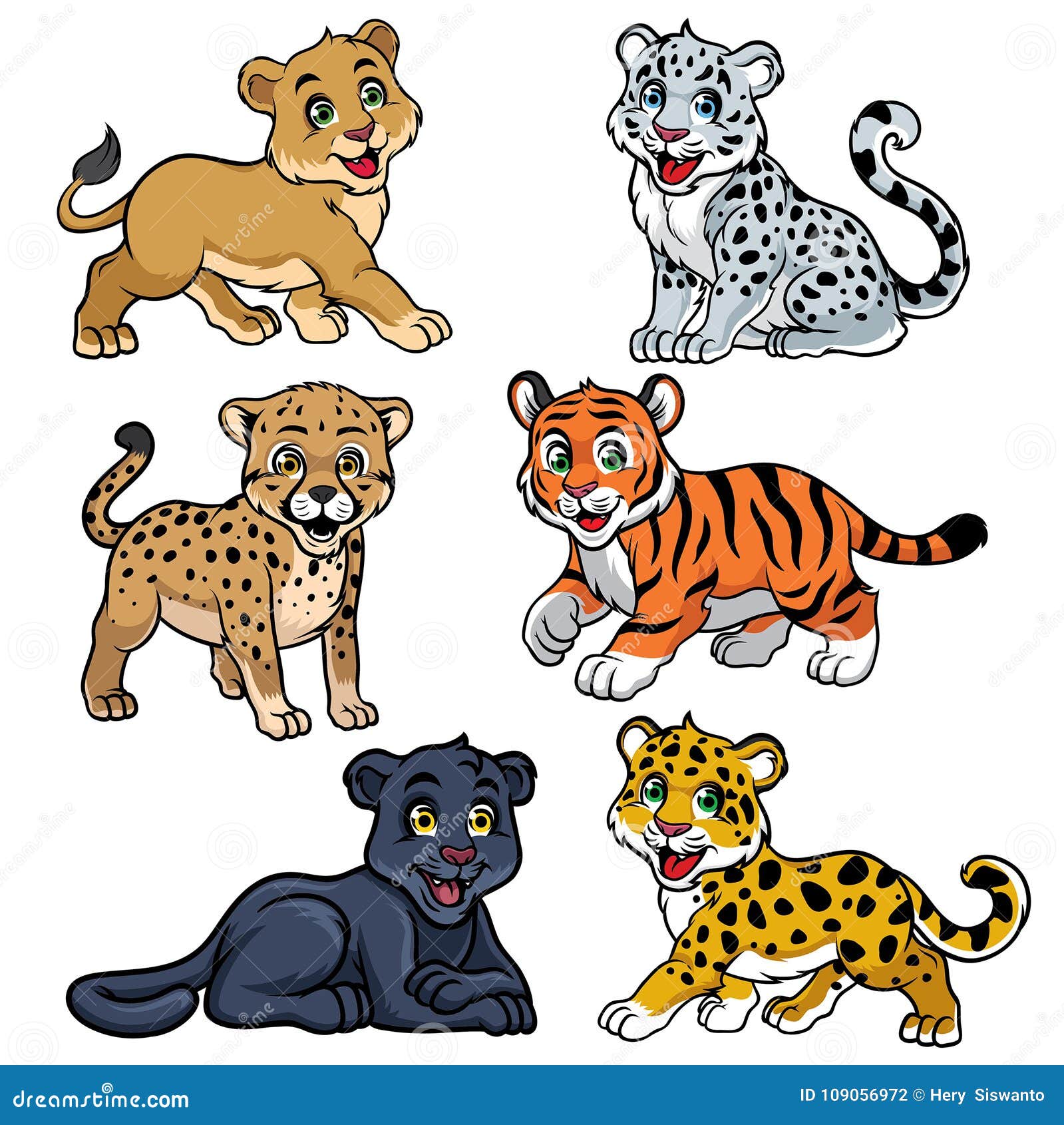 Collection of Babies Big Cats Stock Vector - Illustration of childre ...