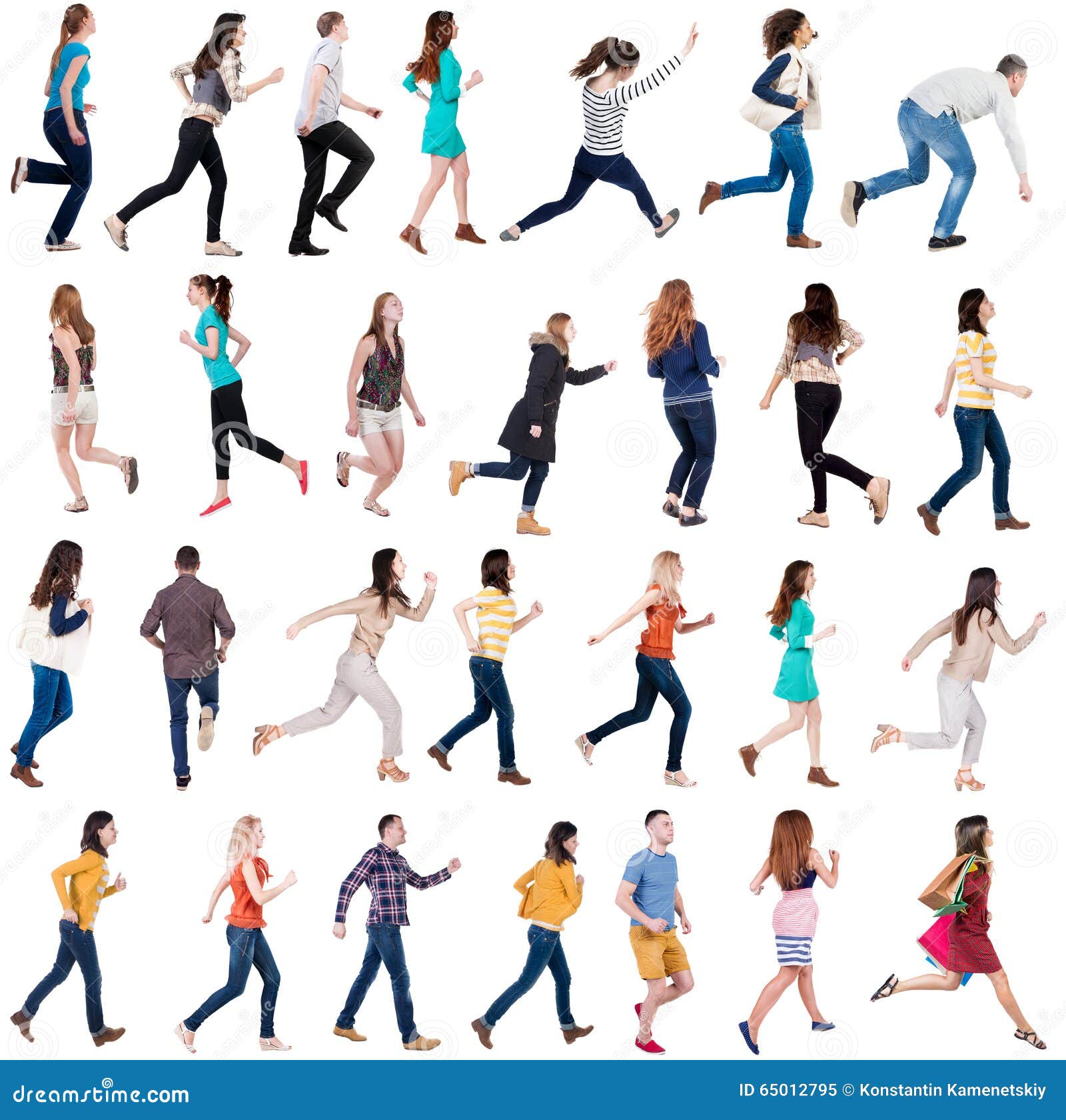 Collection Back View of Walking People . Stock Image - Image of ...