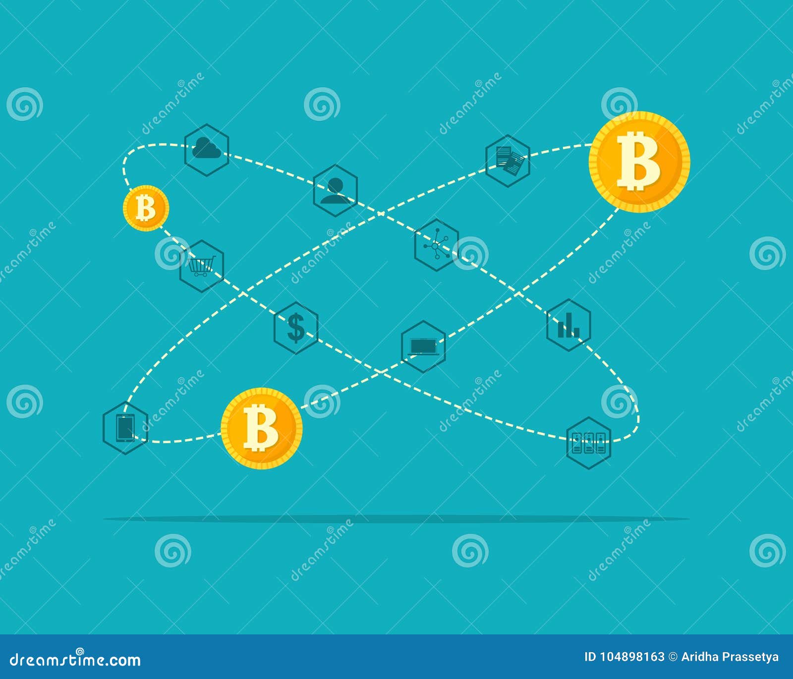 Collection Background Block Chain Theme Stock Vector - Illustration of ...