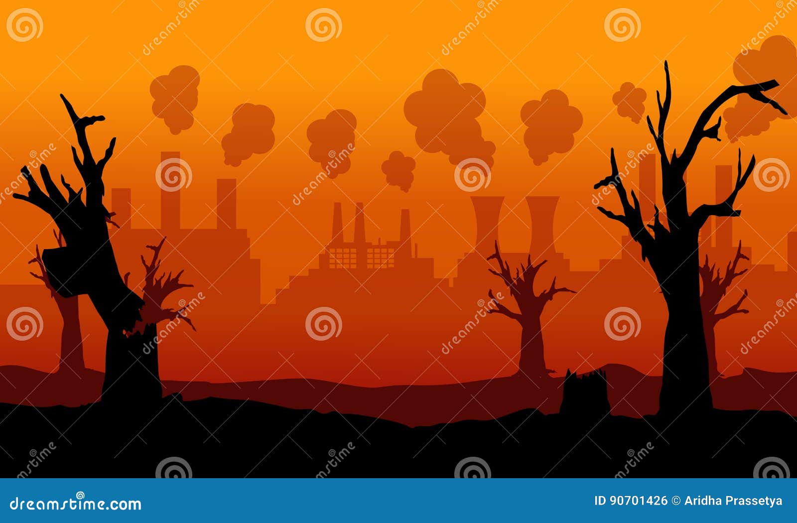 Collection of Bad Environment with Forest on Fire Stock Vector ...