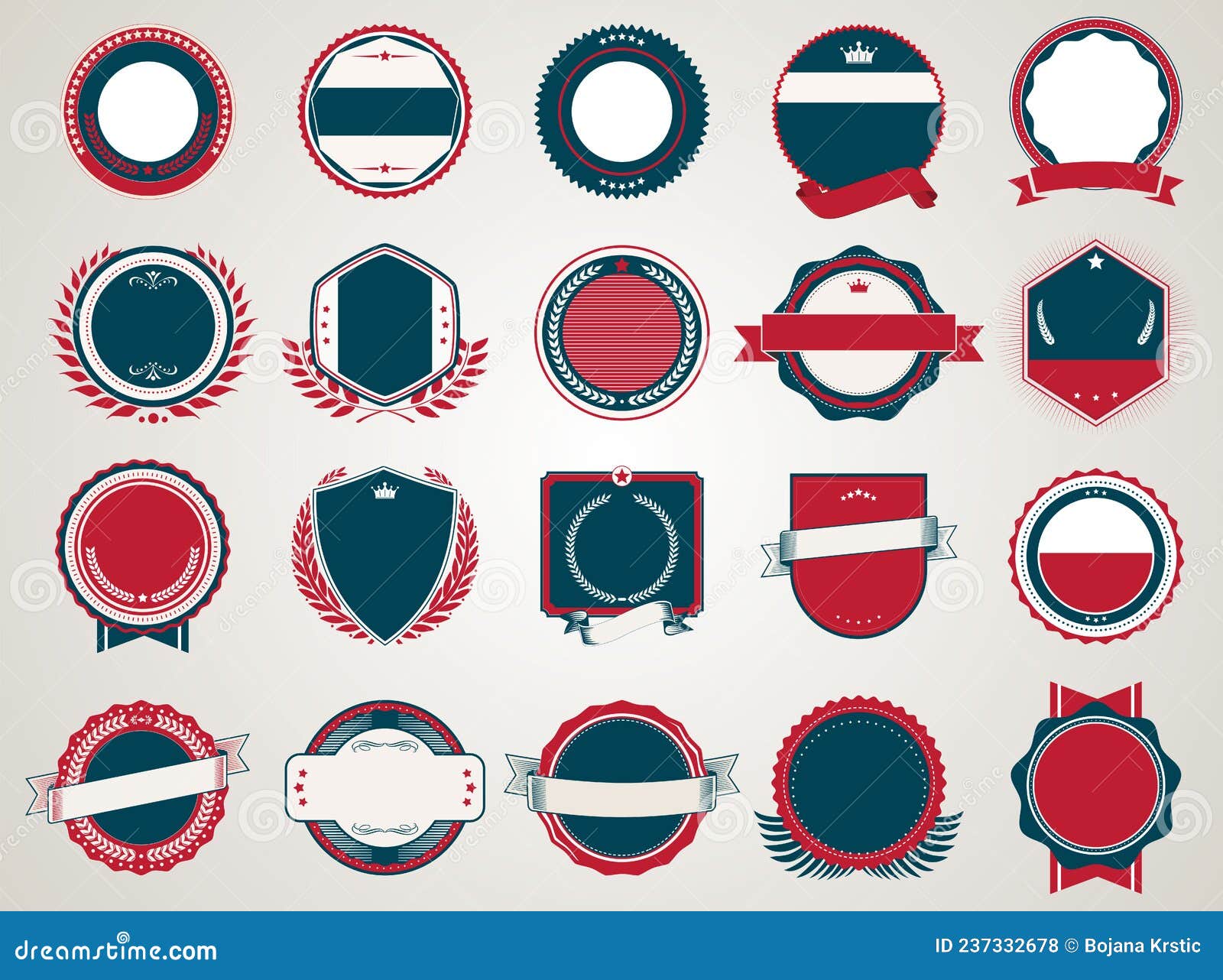 Collection of Badges and Labels Blue and Red Colors Stock Vector ...