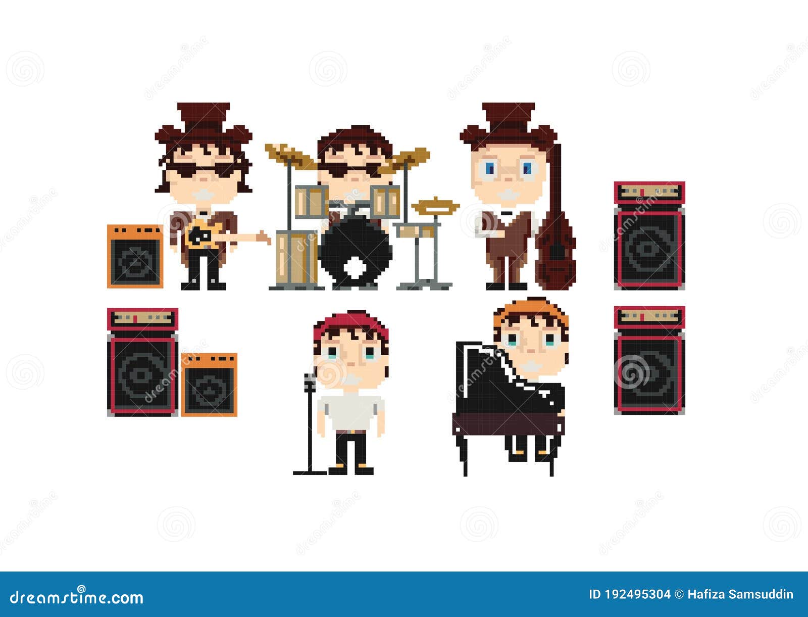 Collection of Band Players. Vector Illustration Decorative Design Stock ...
