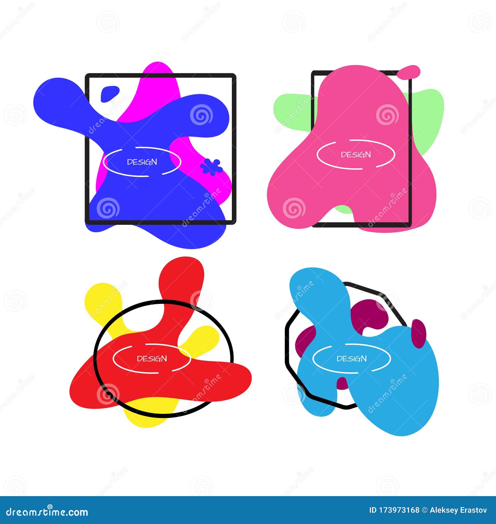 Collection Banners from Organic Forms. Set of Logos. Vector ...