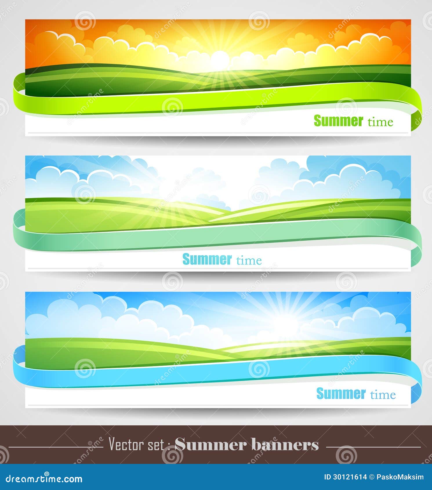 Set of summer banners stock vector. Illustration of sunlight - 30121614
