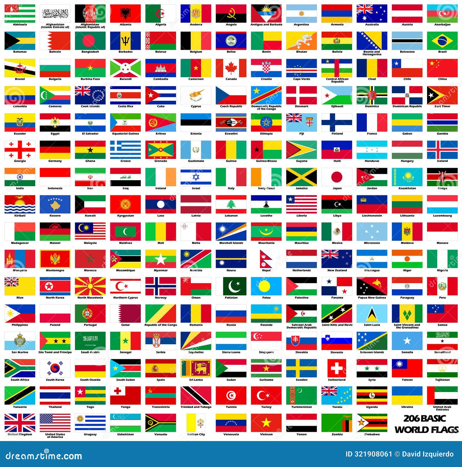 Collection of Basic Rectangular Style World Flags Stock Illustration ...