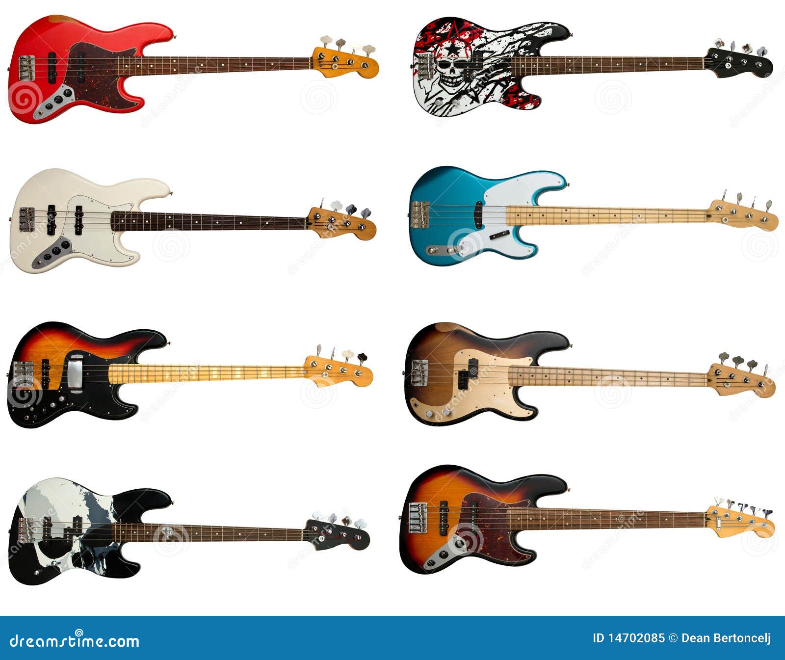 Collection of bass guitars stock illustration. Illustration of white ...
